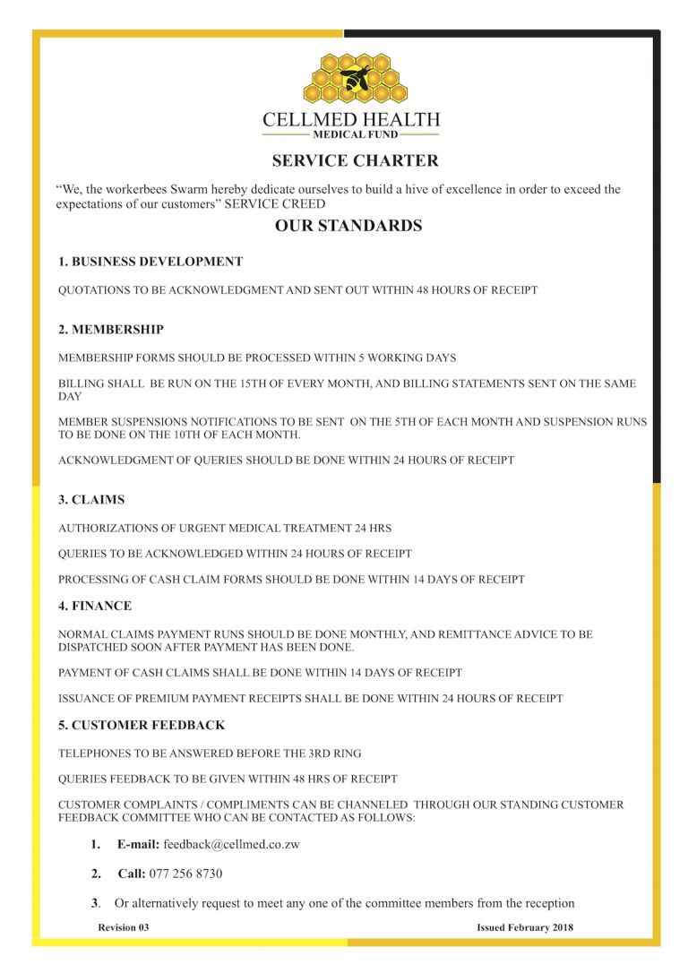 Service Charter – CellMed Health